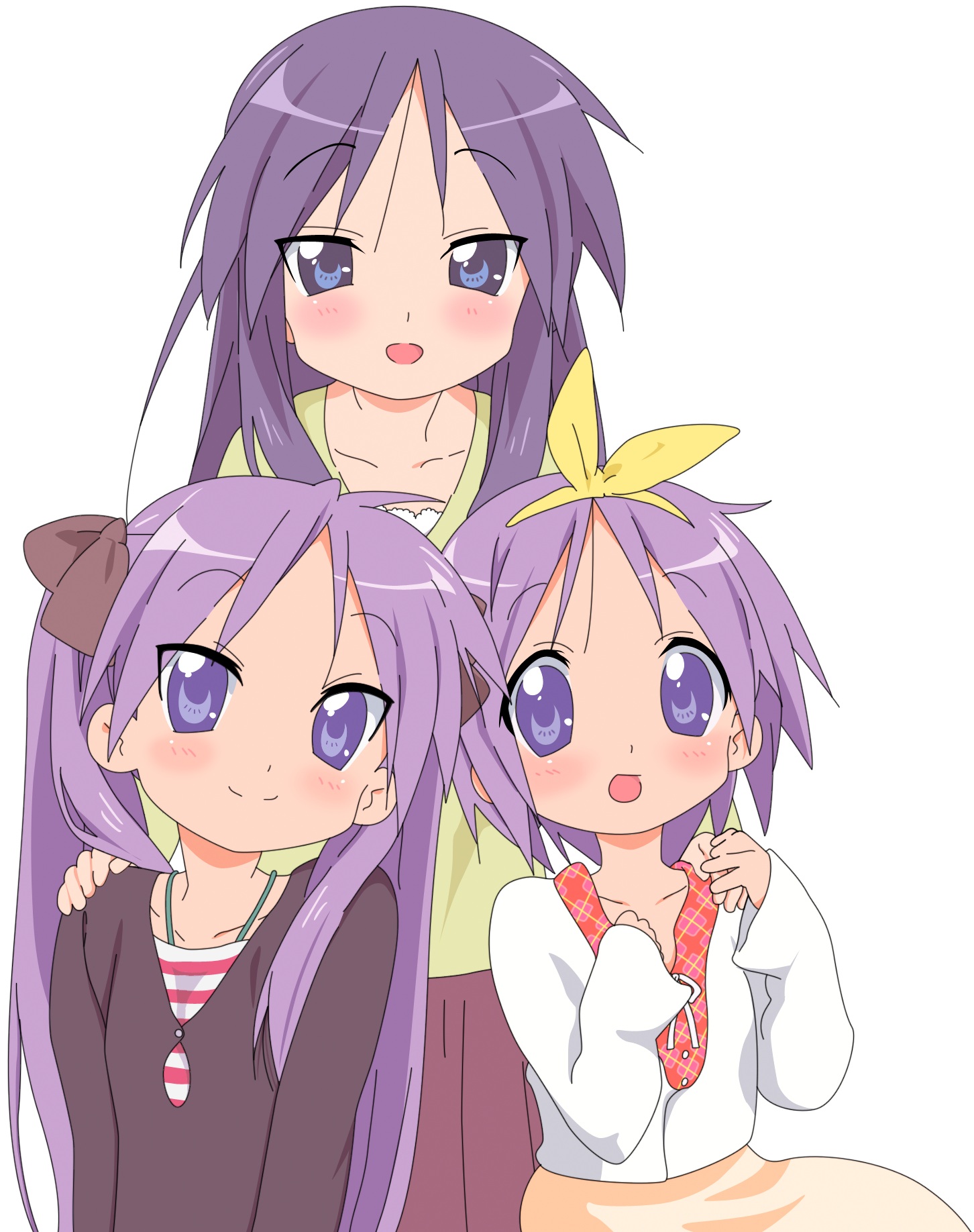 lucky star hiiragi kagami hiiragi miki hiiragi tsukasa vector trace | #12274 | yande.re